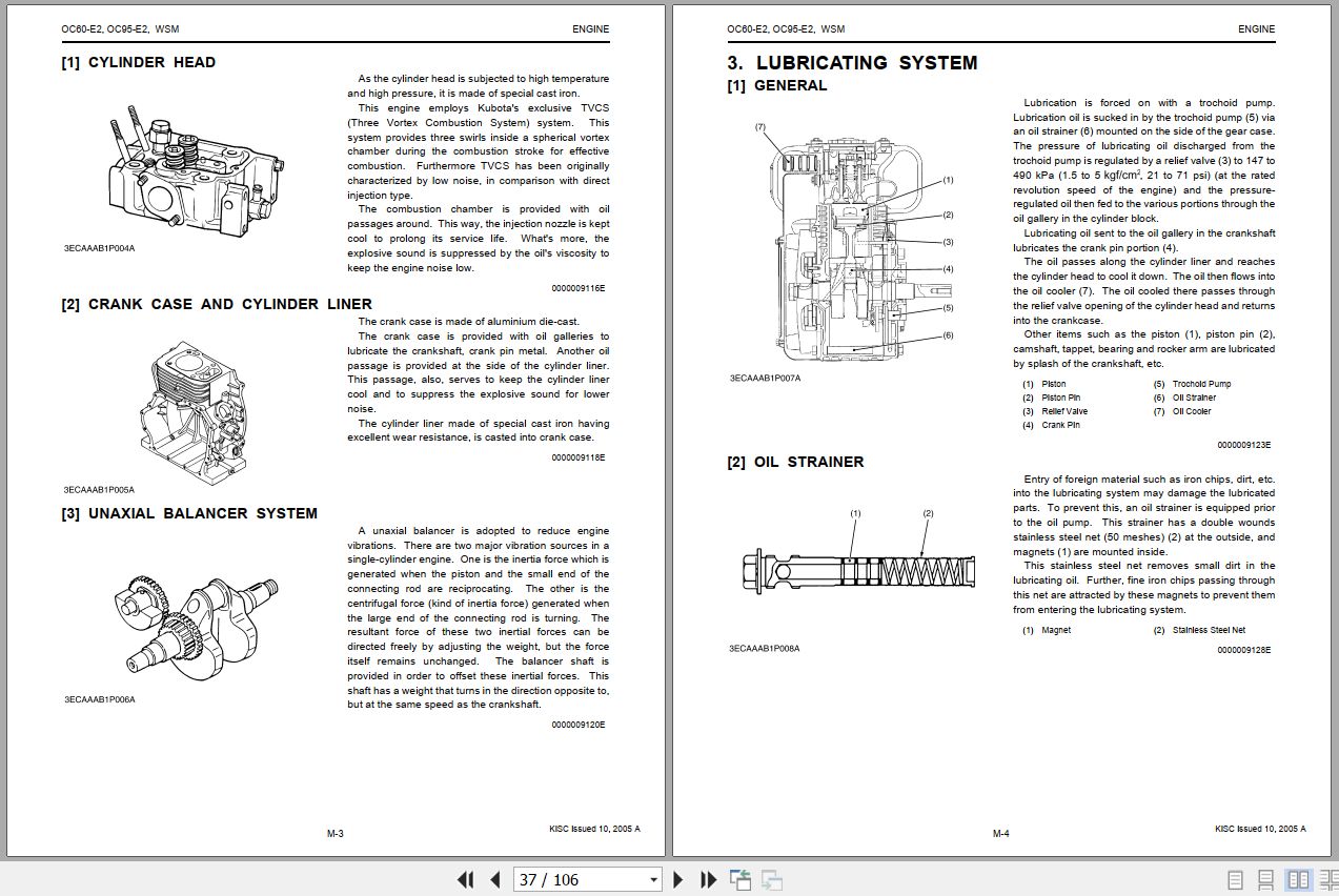 Kubota OC60-E2 OC95-E2 Engine Workshop Manual 97897-03291 PDF