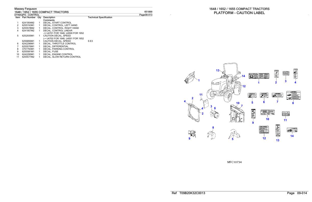 Massey Ferguson 1648 1652 1655 Compact Tractor Parts Manual 651899 PDF