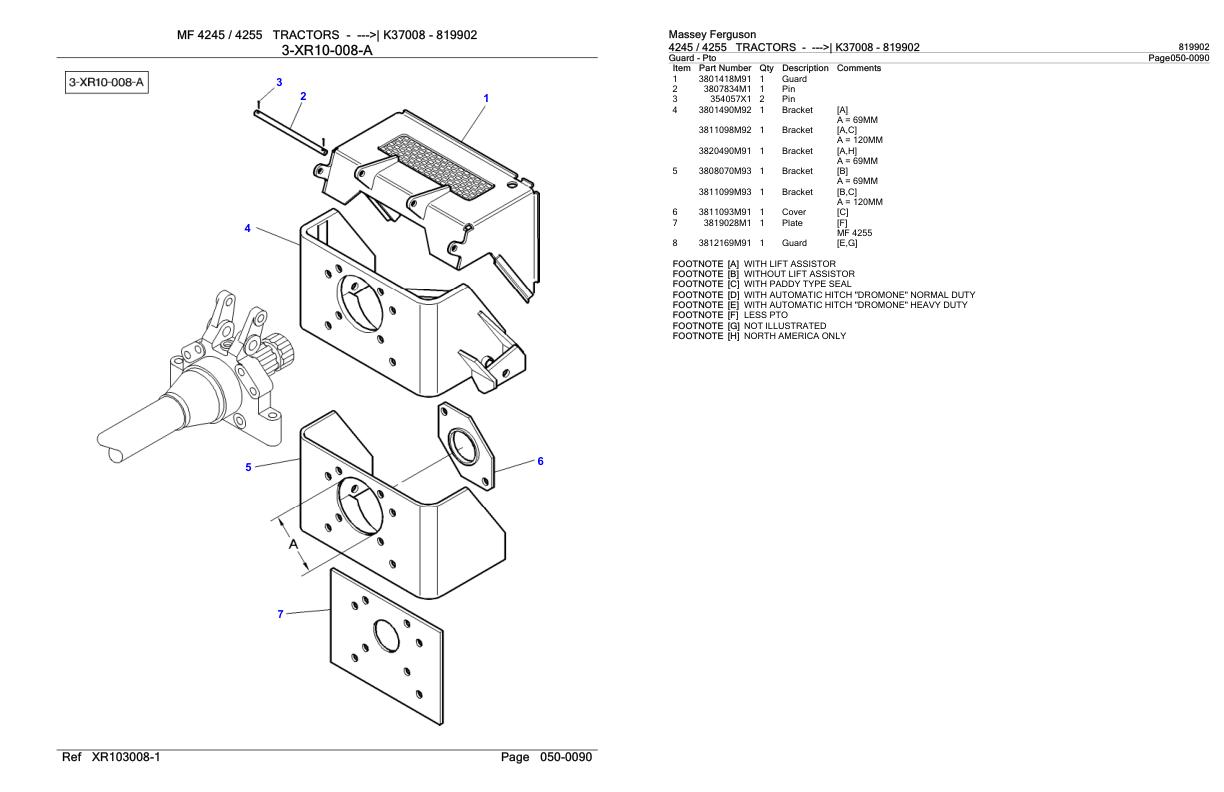 Massey Ferguson 4245 4255 Tractor Parts Manual 819902 PDF