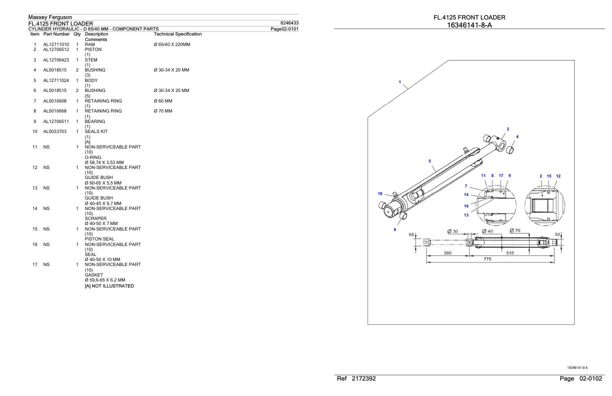 Massey Ferguson FL.4125 Front Loader Parts Manual 6246433 PDF
