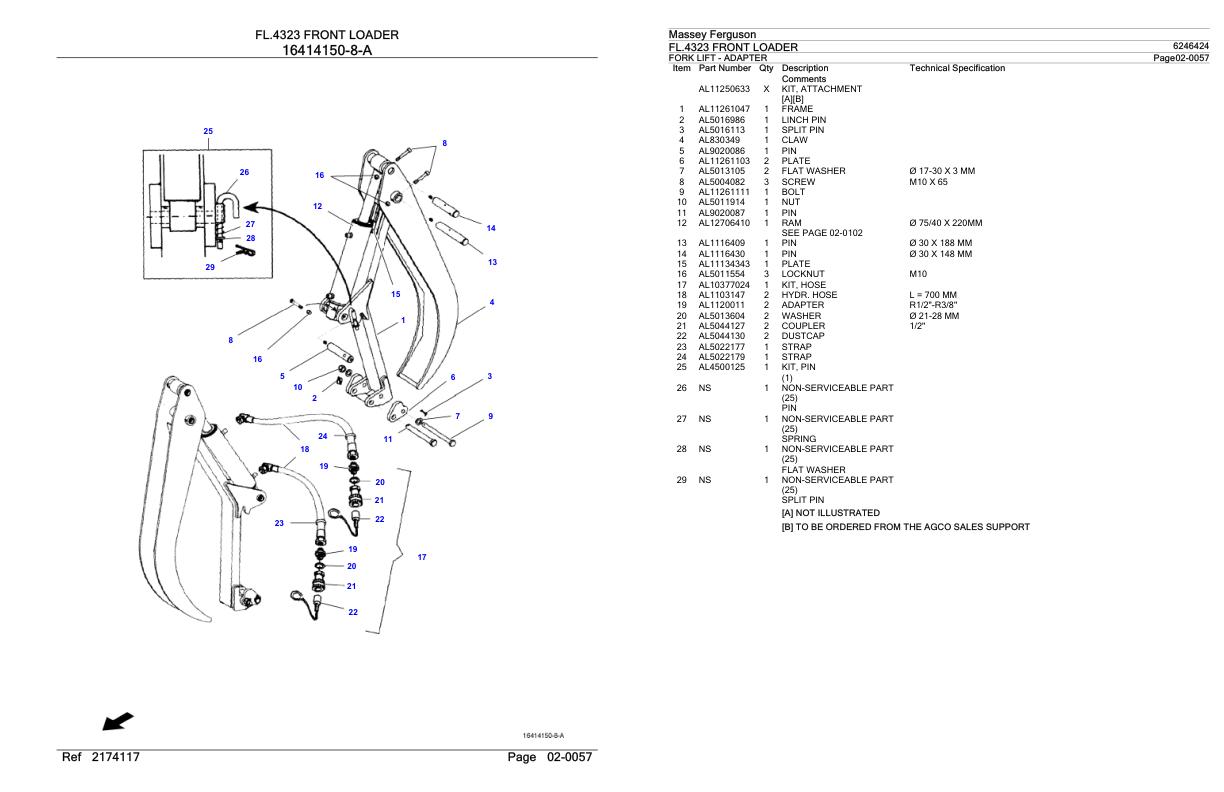 Massey Ferguson FL.4323 Front Loader Parts Manual 6246424 PDF