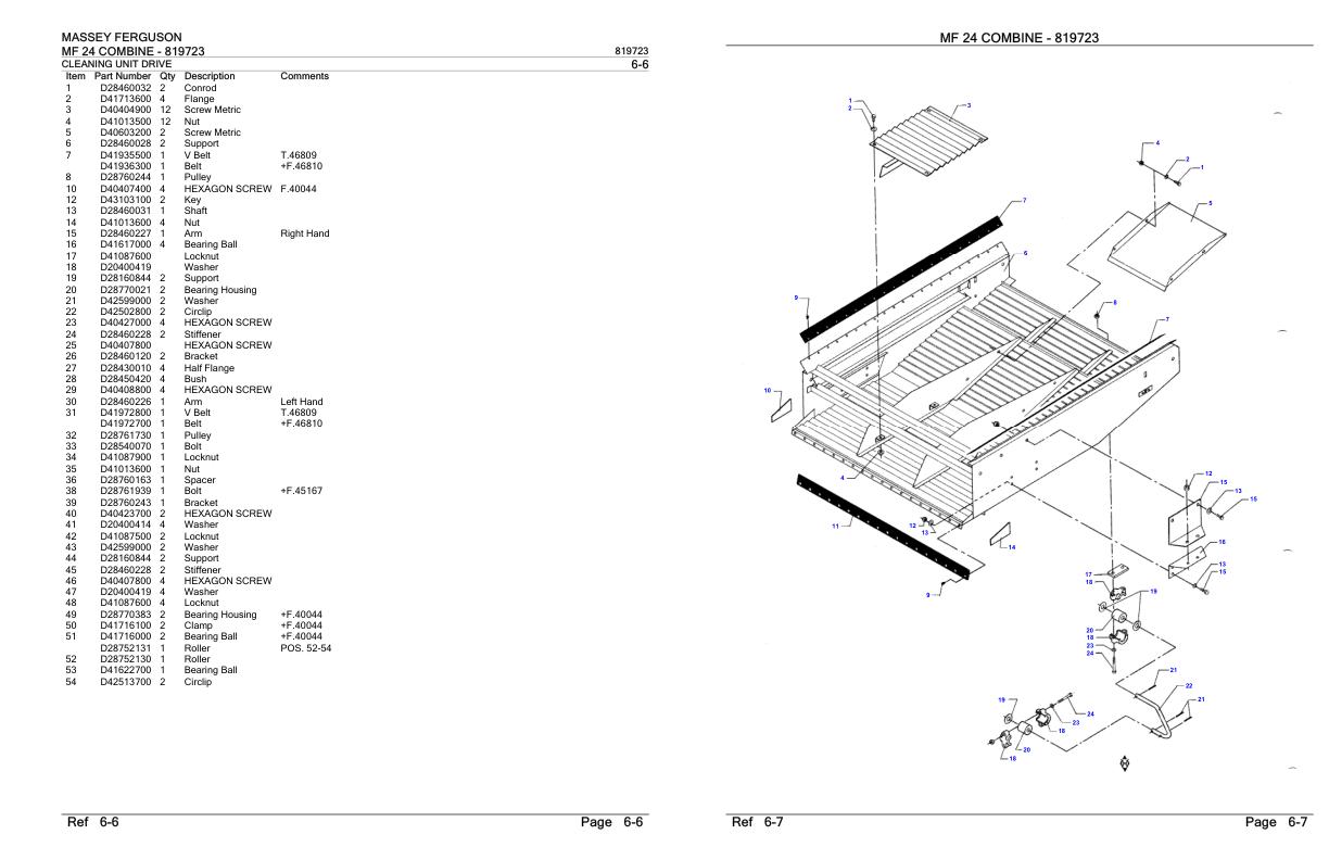 Massey Ferguson MF 24 Combine Parts Manual 819723 PDF