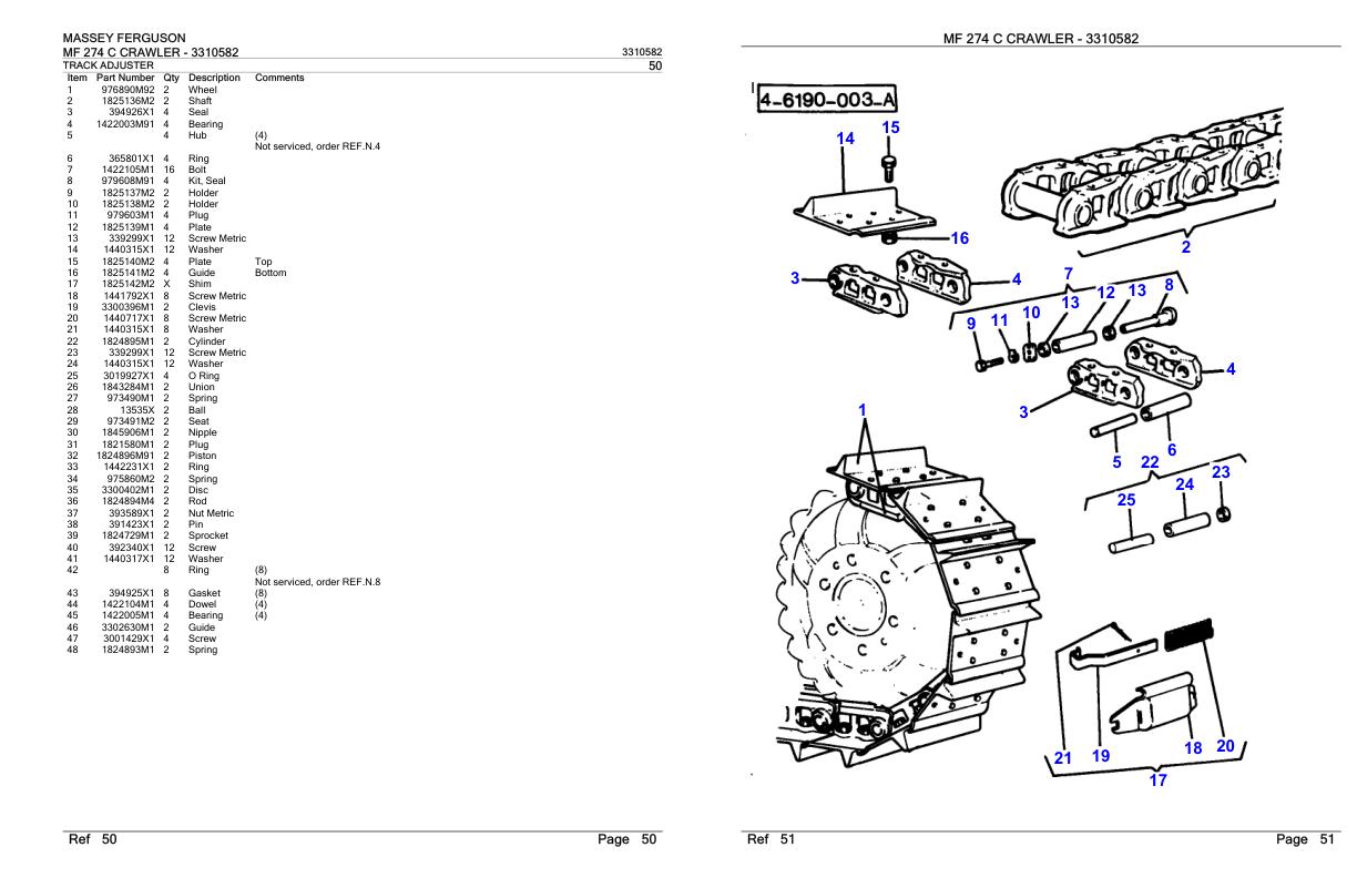 Massey Ferguson MF 274 C Crawler Parts Manual 3310582 PDF