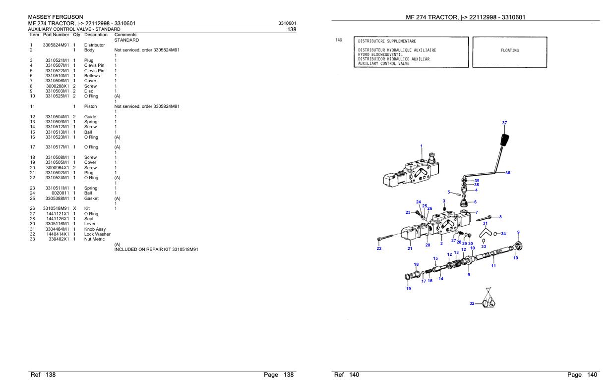 Massey Ferguson MF 274 Tractor Parts Manual 3310601 PDF