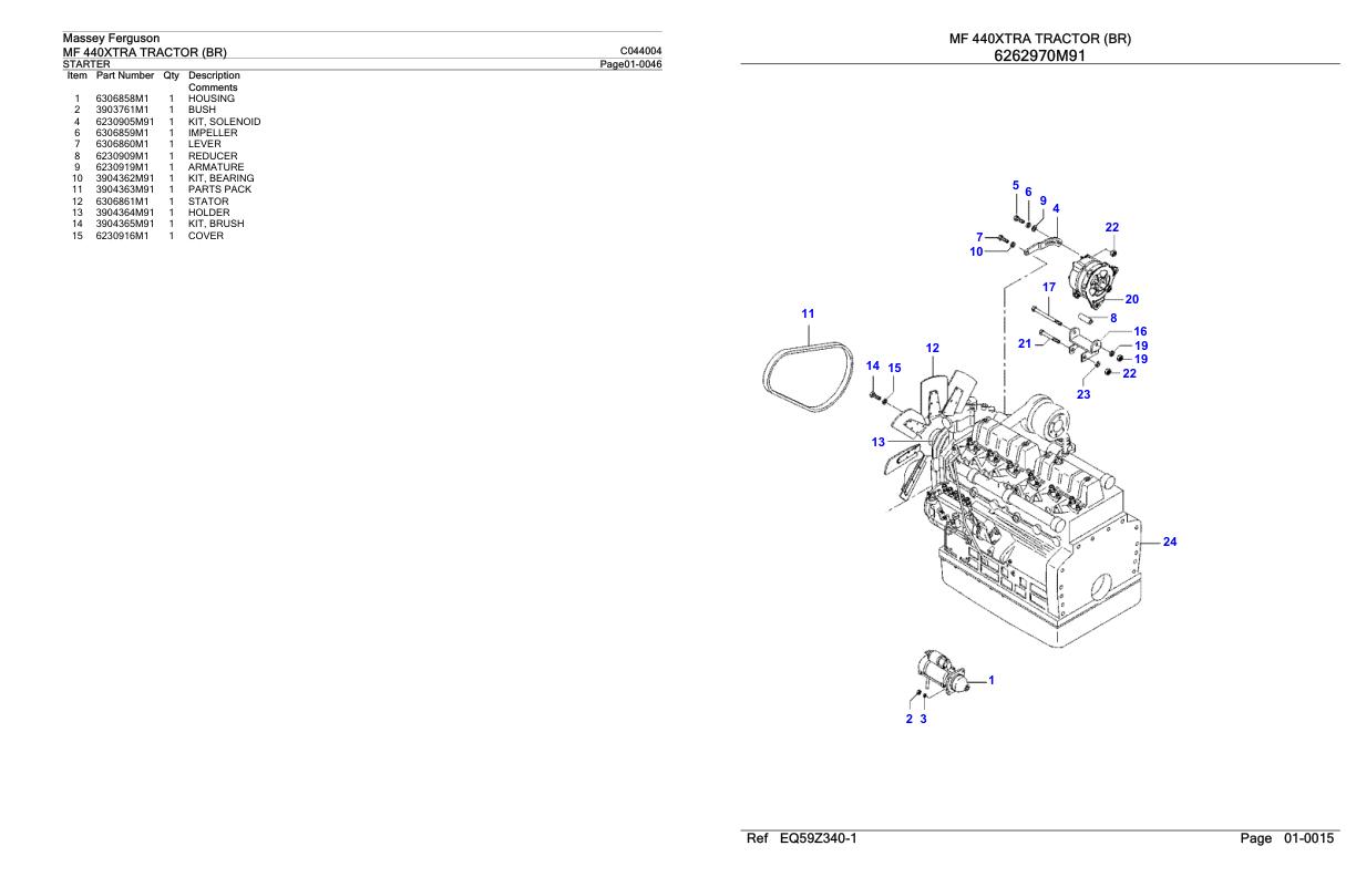 Massey Ferguson MF 440XTRA Tractor Parts Manual C044004 PDF