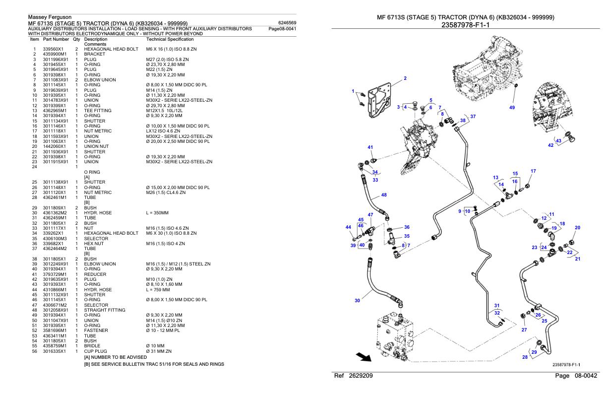 Massey Ferguson MF 6713S Tractor Parts Manual 6246569 PDF