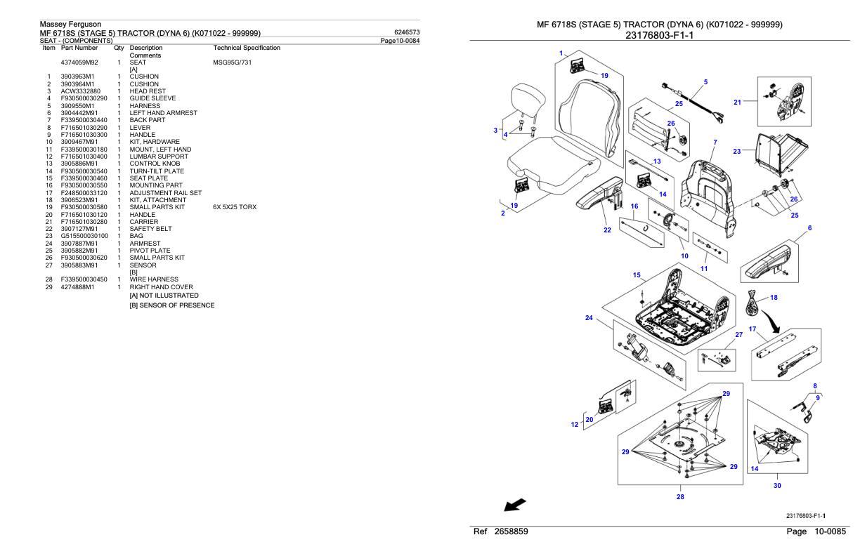 Massey Ferguson MF 6718S Tractor Parts Manual 6246573 PDF