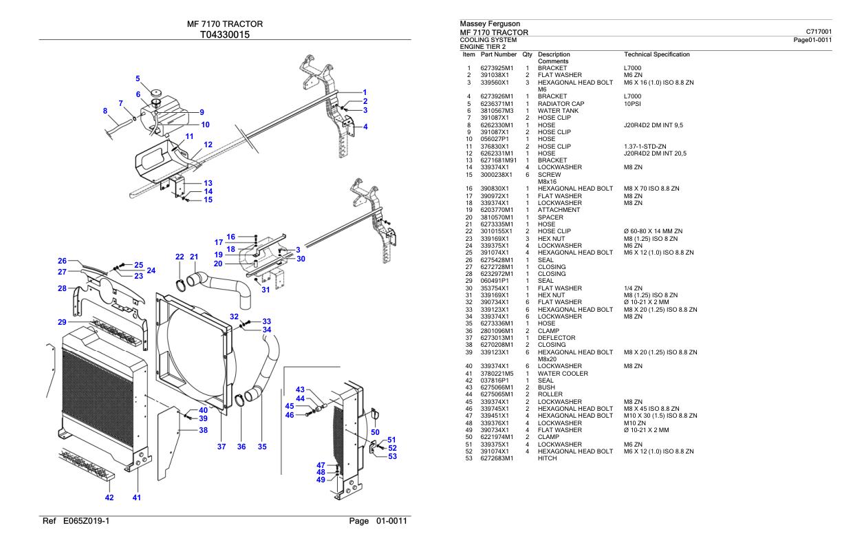 Massey Ferguson MF 7170 Tractor Parts Manual C717001 PDF