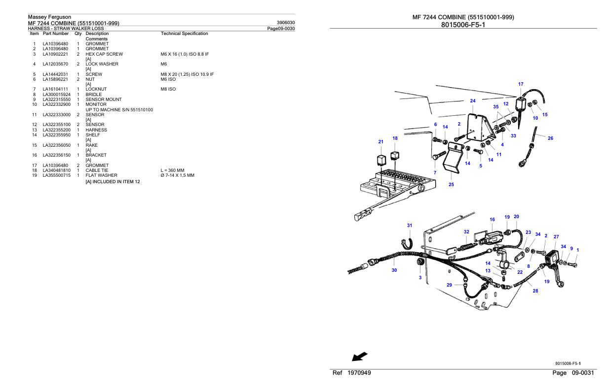 Massey Ferguson MF 7244 Combine Parts Manual 3906030 PDF