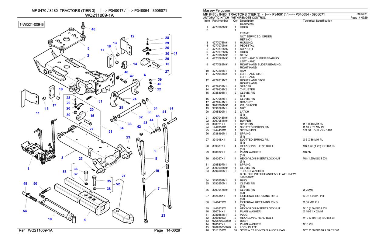 Massey Ferguson MF 8470 8480 Tractor Parts Manual 3906071 PDF