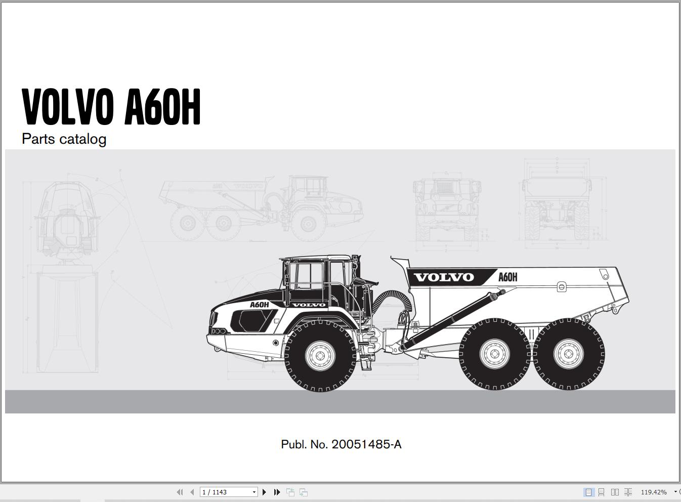Volvo A60H Articulated Dump Truck Parts Manual 20051485-A PDF