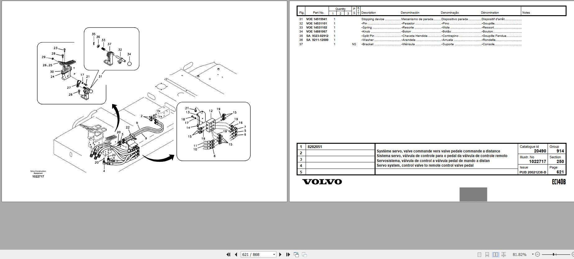 Volvo EC140B Excavator Parts Manual PUB20021238-B PDF