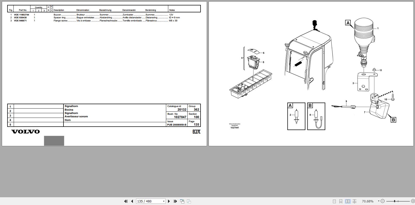 Volvo EC27C Excavator Parts Manual PUB20008959-B PDF