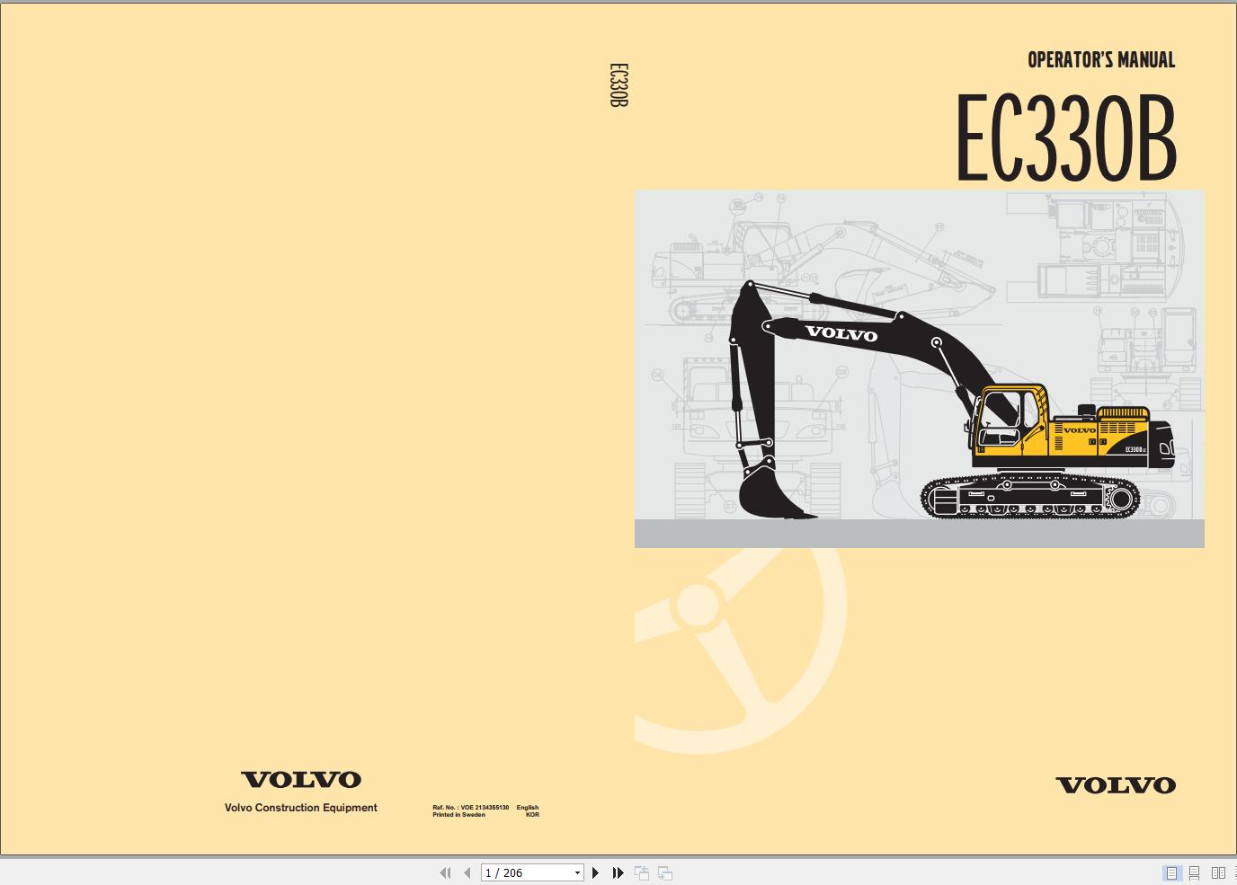 Volvo EC330B Excavator Operation Manual VOE2134355130 PDF