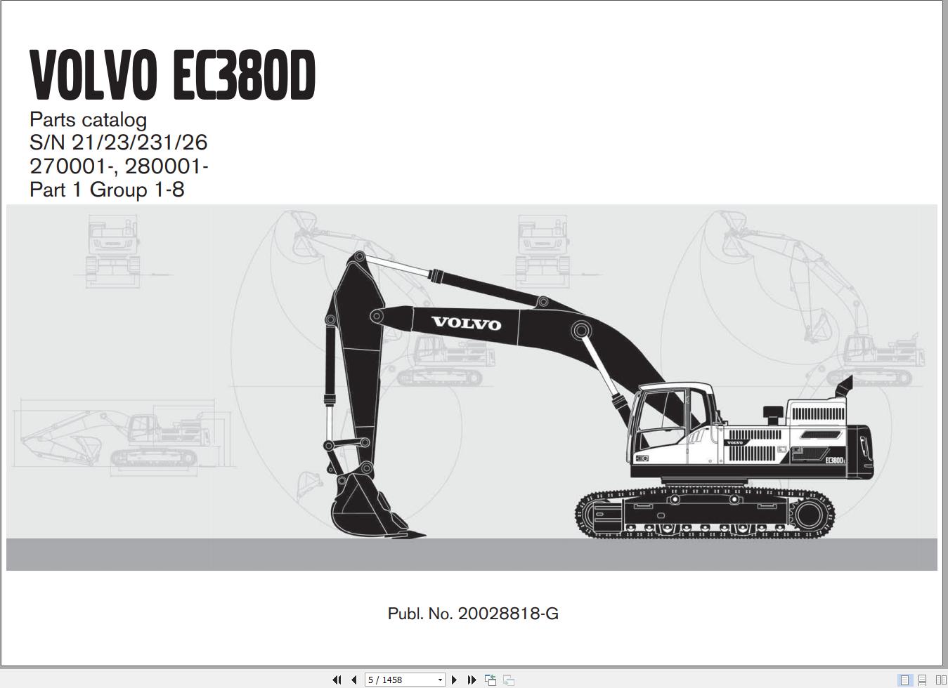 Volvo EC380D Excavator Parts Manual 20028818-G PDF