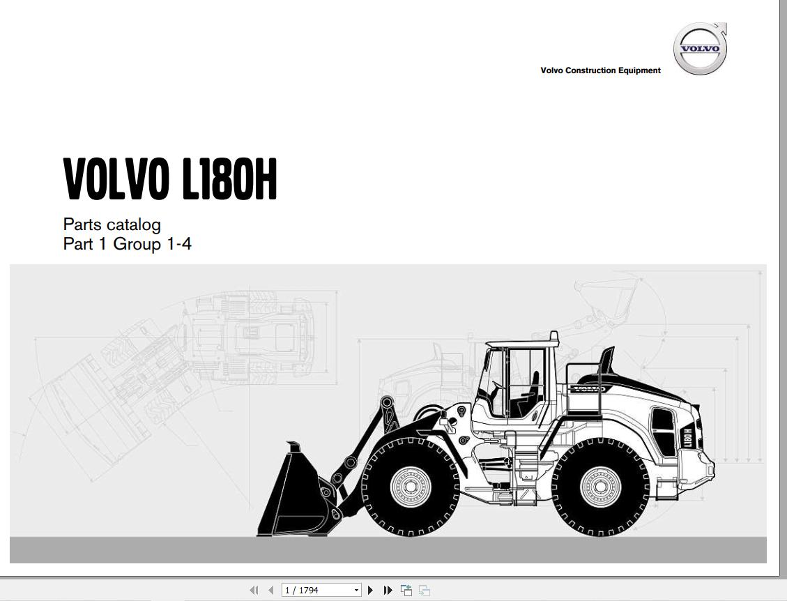 Volvo L180H Loader Parts Manual 20039666-F PDF