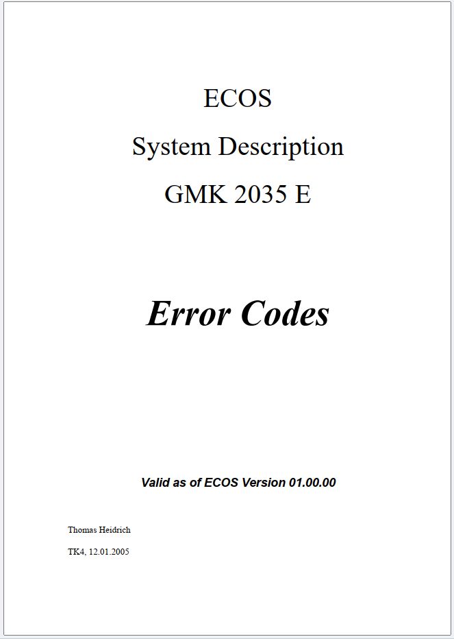 Grove GMK2035 Crane Maintenance Manual and Error Codes PDF