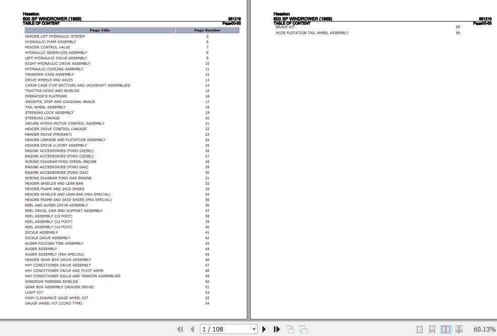 Hesston 600SP Windrower Parts Catalog 881219 PDF