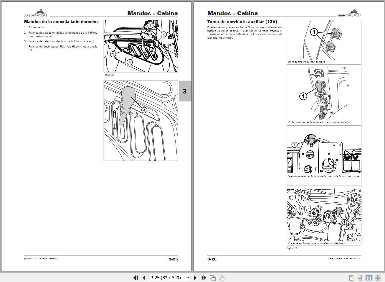Landini 7-210 7-230 7-240 V-SHIFT Operation Maintenance Manual 6670774A3 ES PDF