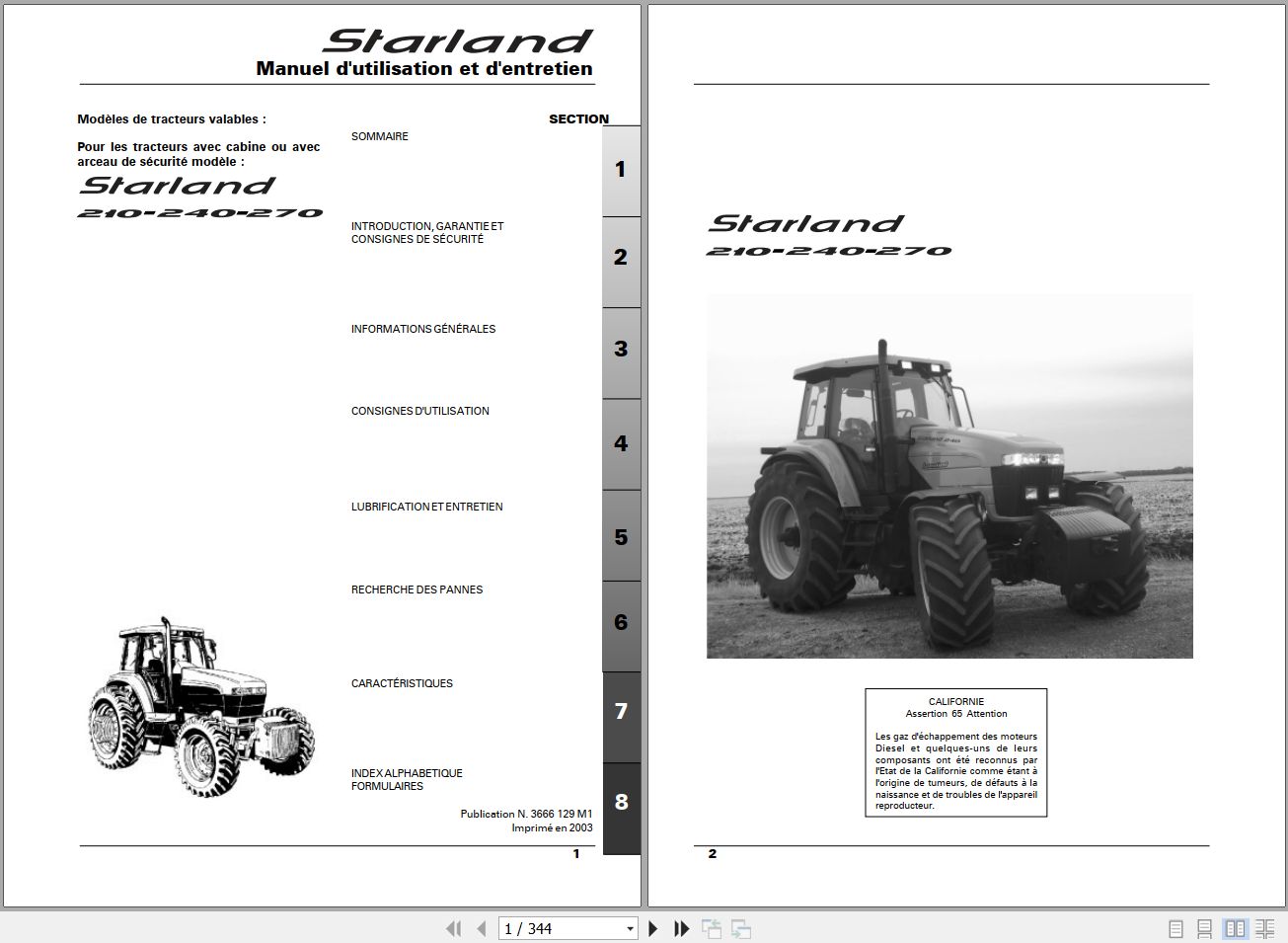 Landini Starland 210 240 270 Operation Maintenance Manual 3666129M1 FR PDF