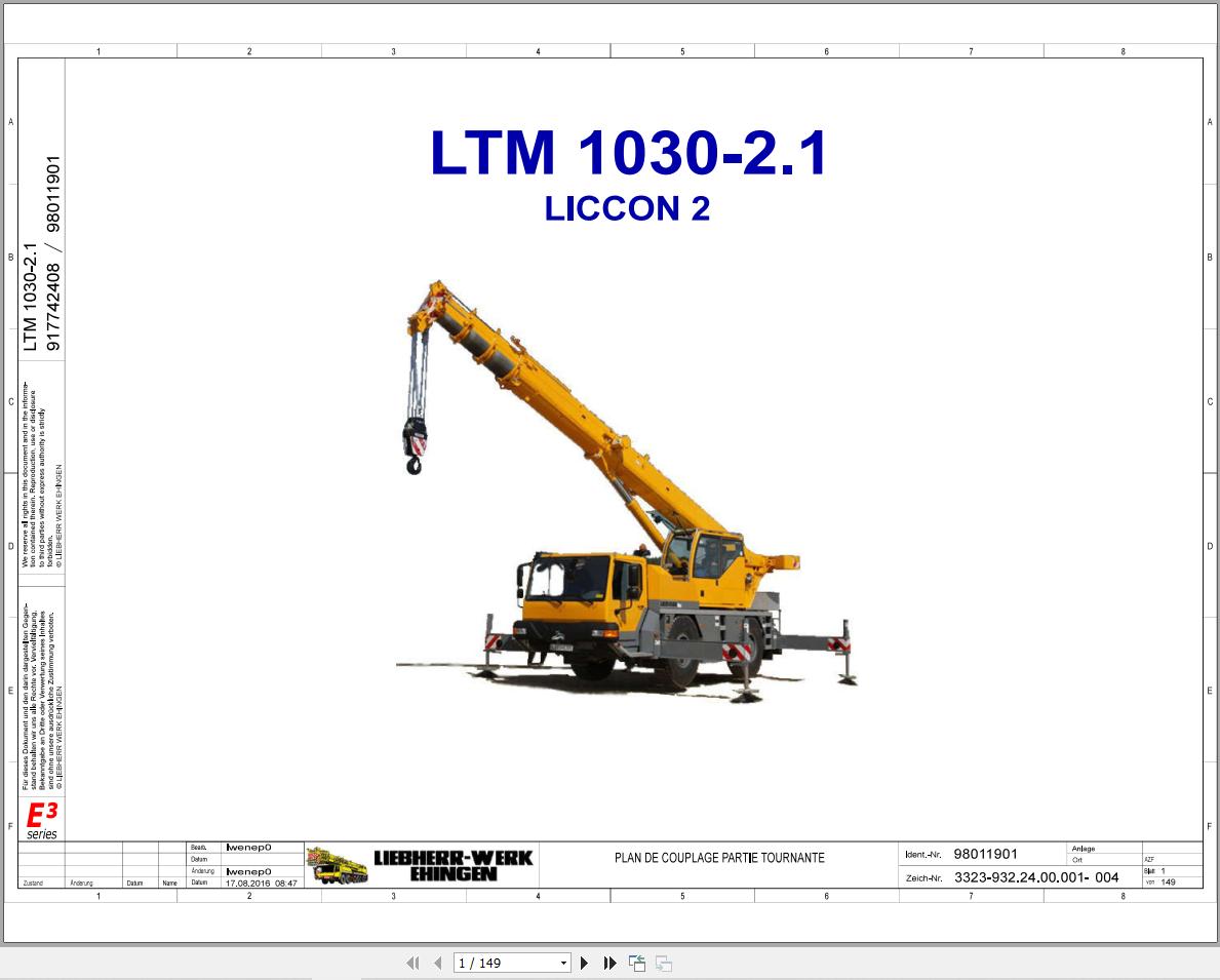 Liebherr LTM 1030-2.1 Z80350 Crane Electric and Hydraulic Diagrams FR PDF
