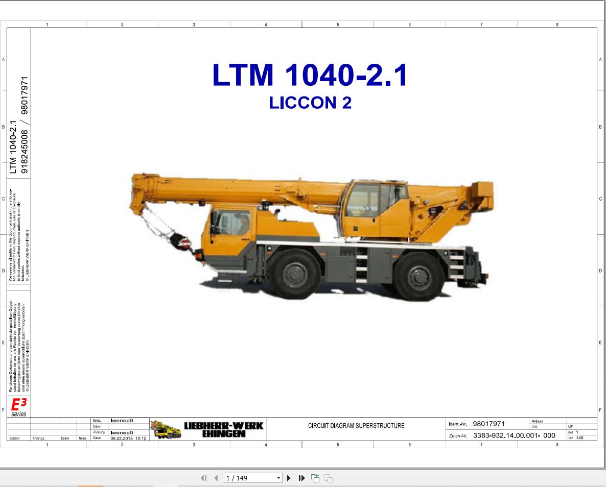 Liebherr LTM 1040-2.1 Z52250 Crane Electric and Hydraulic Diagrams EN PDF