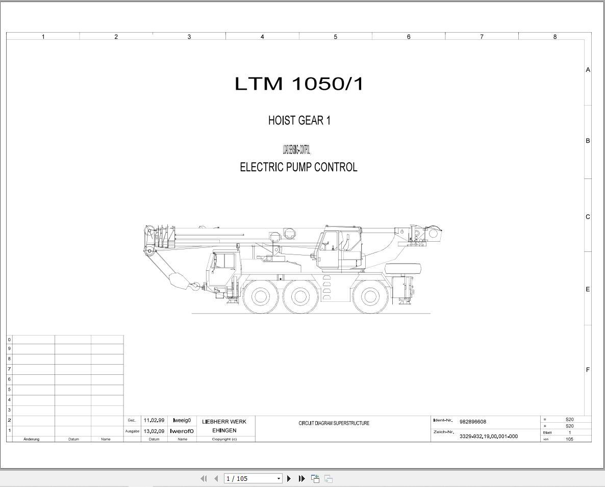 Liebherr LTM 1050-1 Z55161 Crane Electric and Hydraulic Diagrams EN PDF
