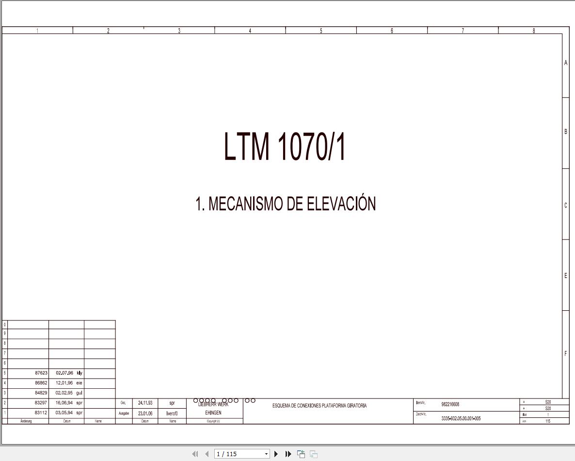 Liebherr LTM 1070-1 Z22713 Crane Electric and Hydraulic Diagrams ES PDF