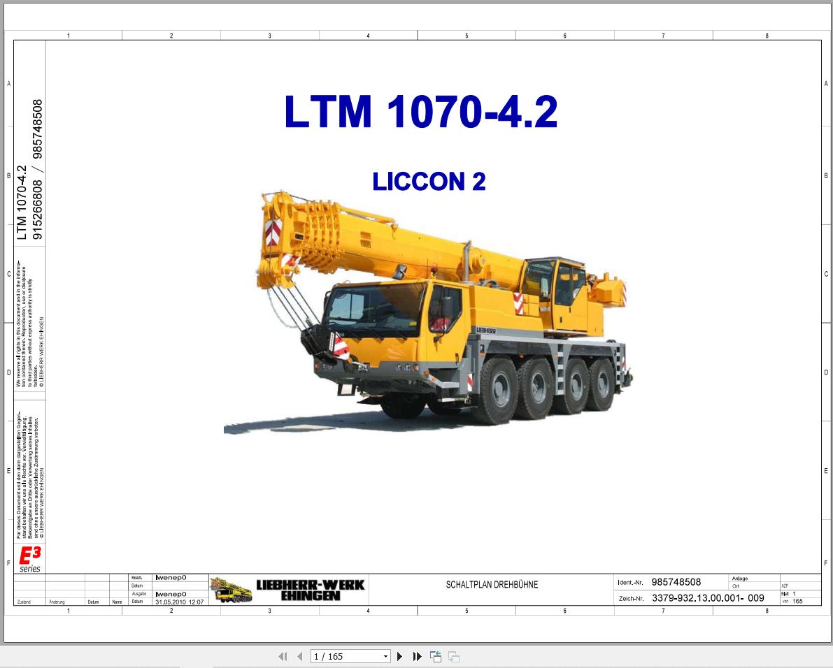 Liebherr LTM 1070-4.2 Z59936 Crane Electric and Hydraulic Diagrams DE PDF