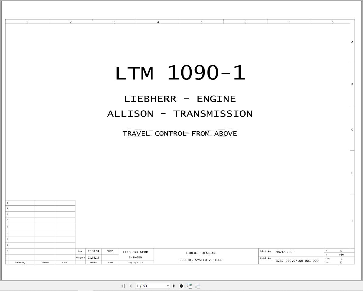 Liebherr LTM 1090-1 Z22814 Crane Electric and Hydraulic Diagrams EN PDF
