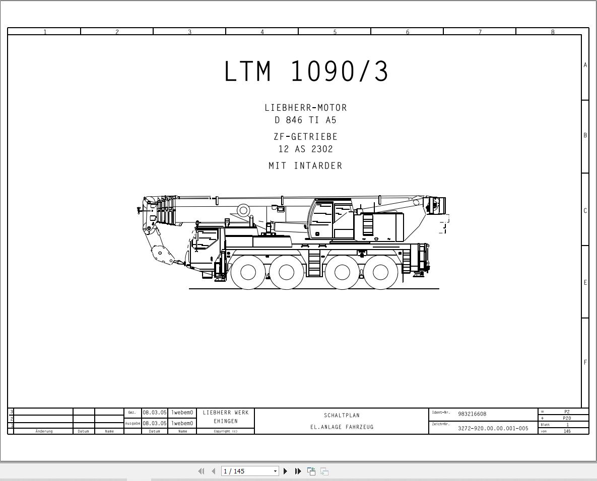 Liebherr LTM 1090-3 Z63252 Crane Electric and Hydraulic Diagrams DE PDF