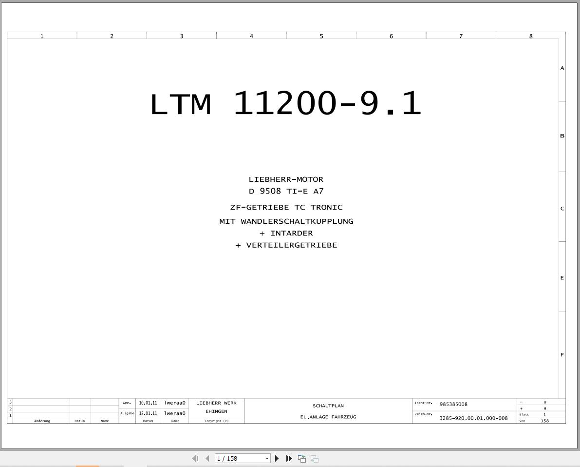 Liebherr LTM 11200-9.1 Z73400 Crane Electric and Hydraulic Diagrams DE PDF