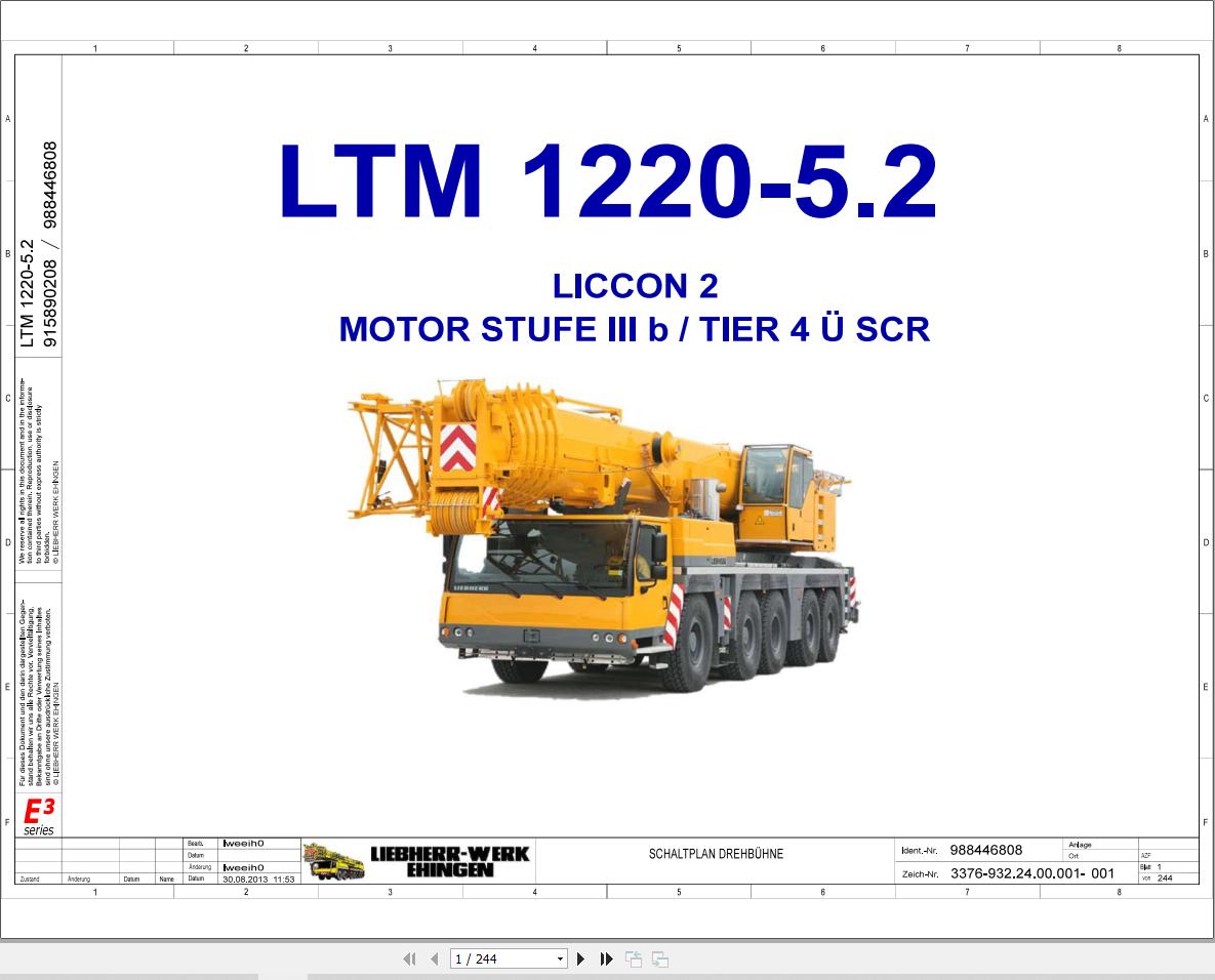 Liebherr LTM 1220-5.2 Z94807 Crane Electric and Hydraulic Diagrams DE PDF