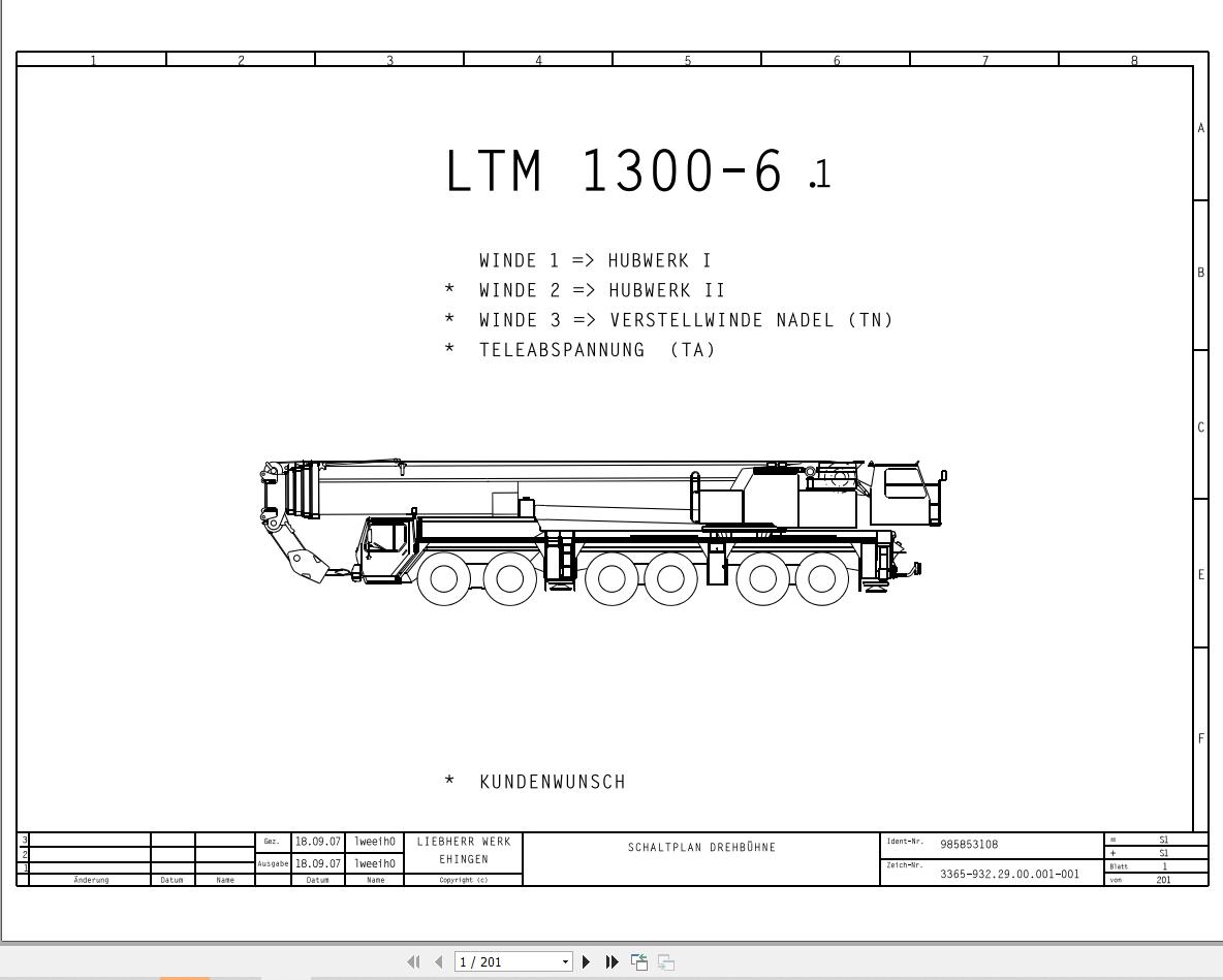 Liebherr LTM 1300-6.1 Z71181 Crane Electric and Hydraulic Diagrams DE PDF