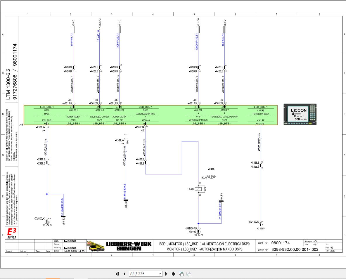 Liebherr LTM 1300-6.2 Z71516 Crane Electric and Hydraulic Diagrams ES PDF