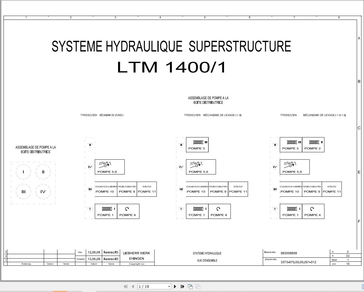 Liebherr LTM 1400-1 Z72005 Crane Electric and Hydraulic Diagrams FR PDF