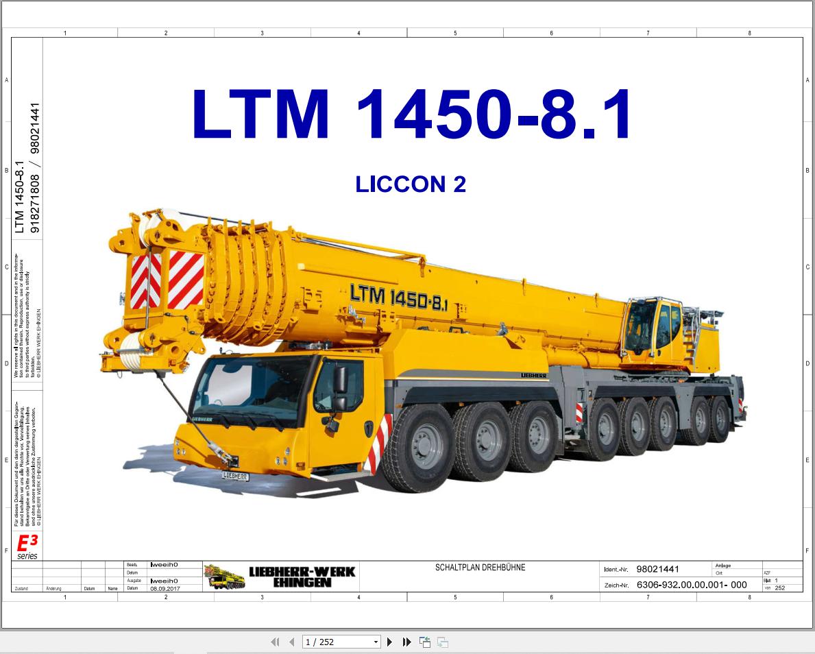 Liebherr LTM 1450-8.1 Z72539 Crane Electric and Hydraulic Diagrams DE PDF