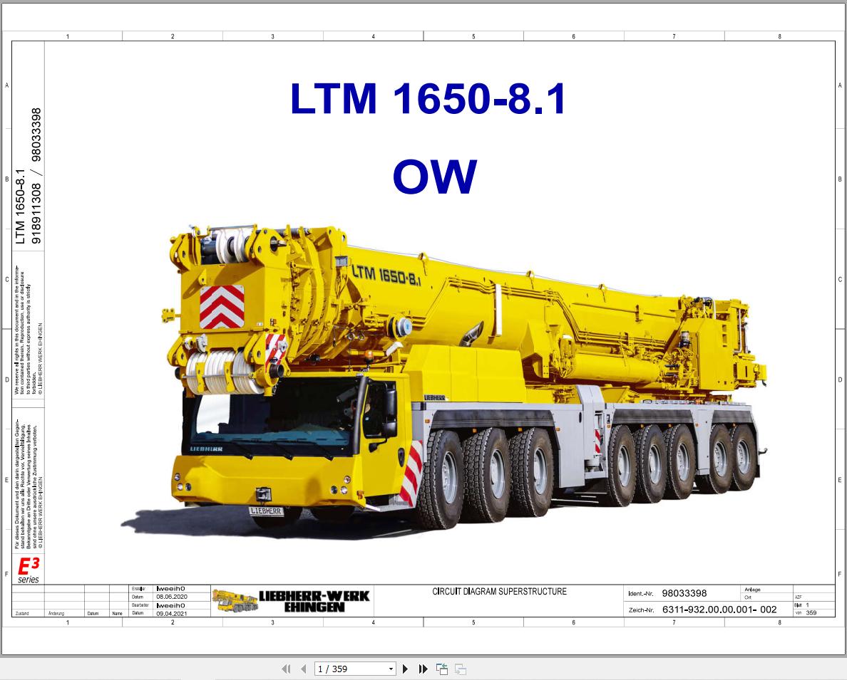 Liebherr LTM 1230-5.1 Z94051 Crane Electric and Hydraulic Diagrams FR PDF