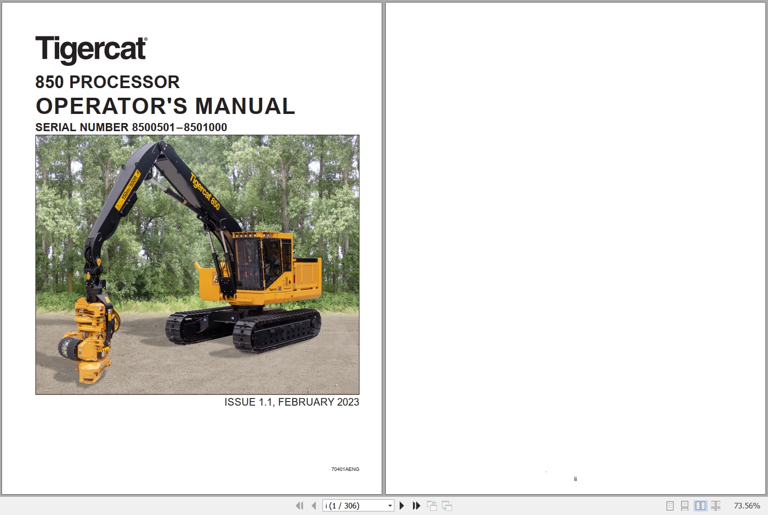 Tigercat 850 Processor Operation Manual PDF