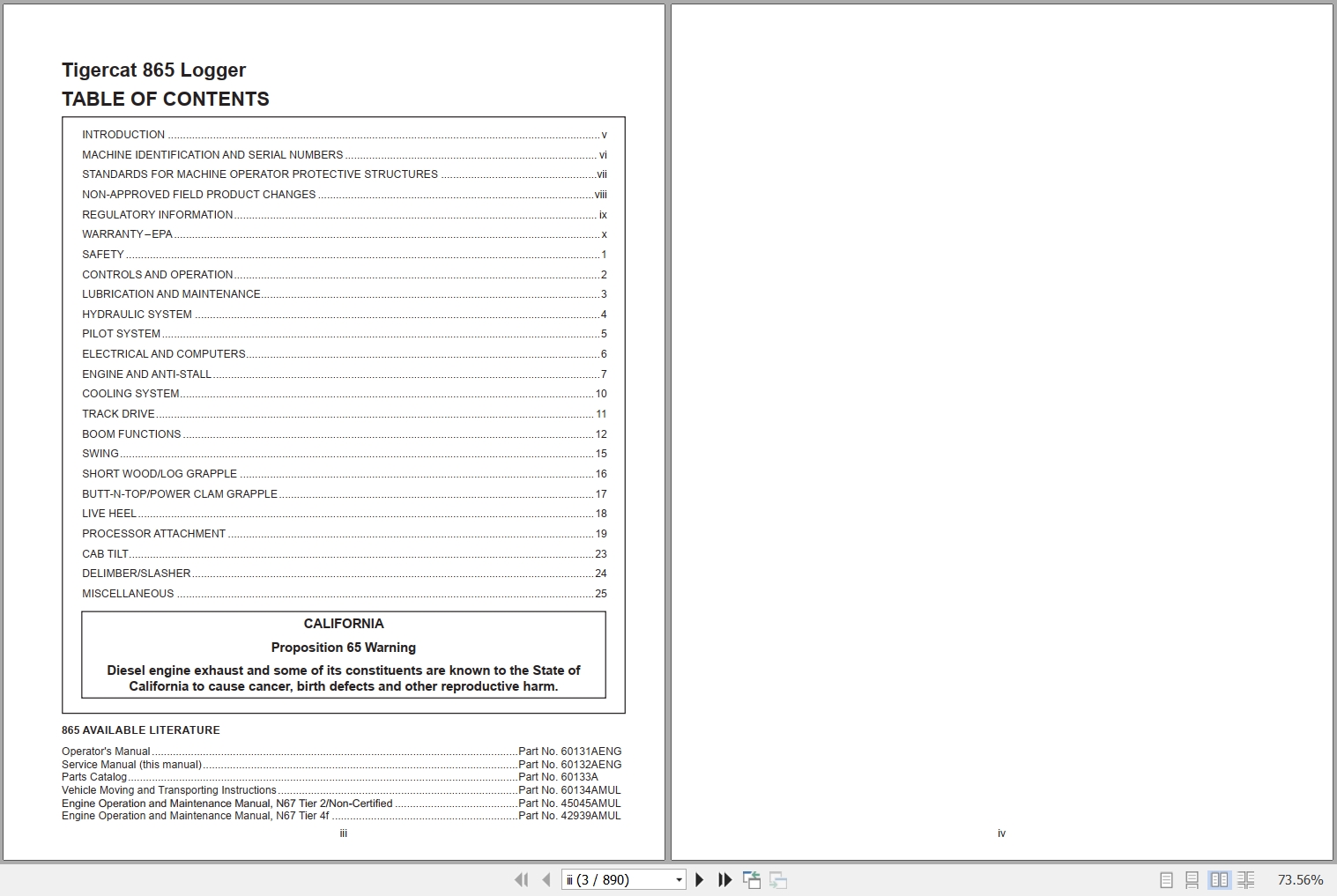 Tigercat 865 Logger Service Manual 60132AENG PDF