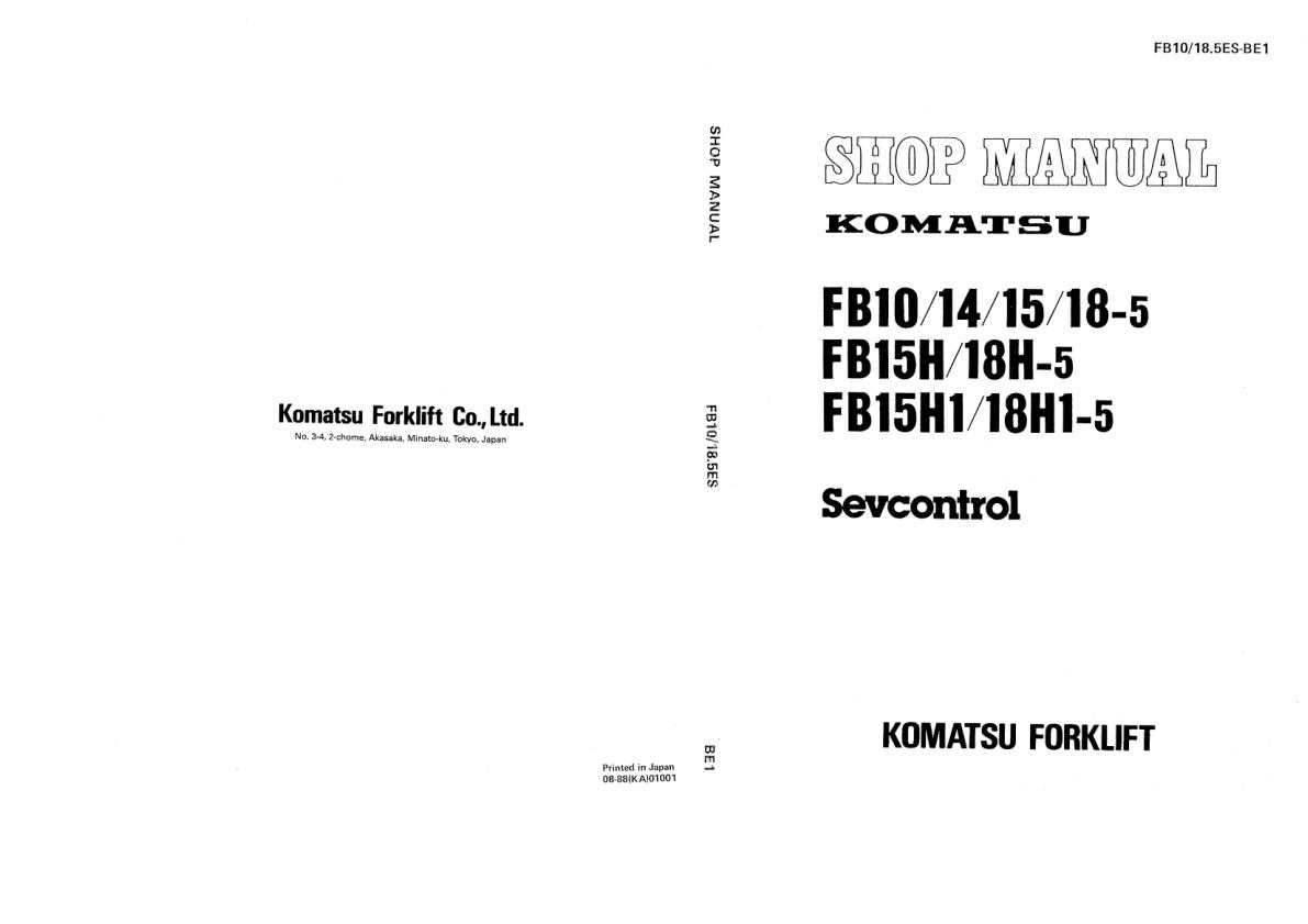 Komatsu FB10-5 to FB18H1-5 Forklift Shop Manual FB10_18.5ES-BE1 PDF
