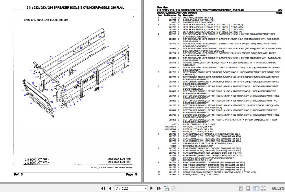 New Idea 211 212 213 214 Cylinder Paddle 215 Flail 216 Parts Catalog S54 PDF