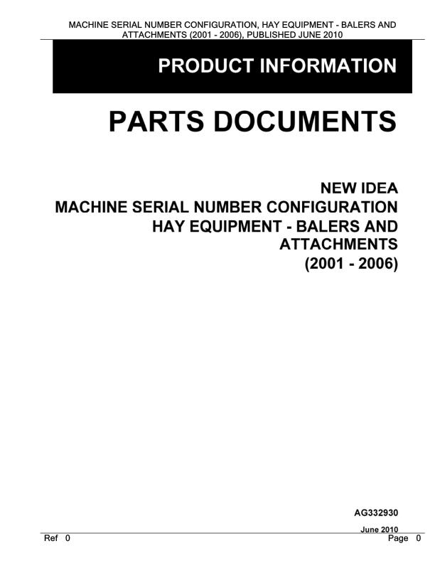 New Idea Machine Configuration Hay Equipment Balers Attachments 2001 ...
