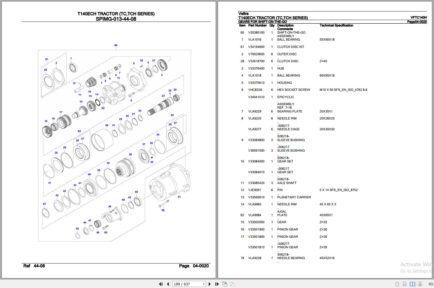 Valtra TC TCH Series T140ECH Tractor Parts Manual VFTC140H PDF