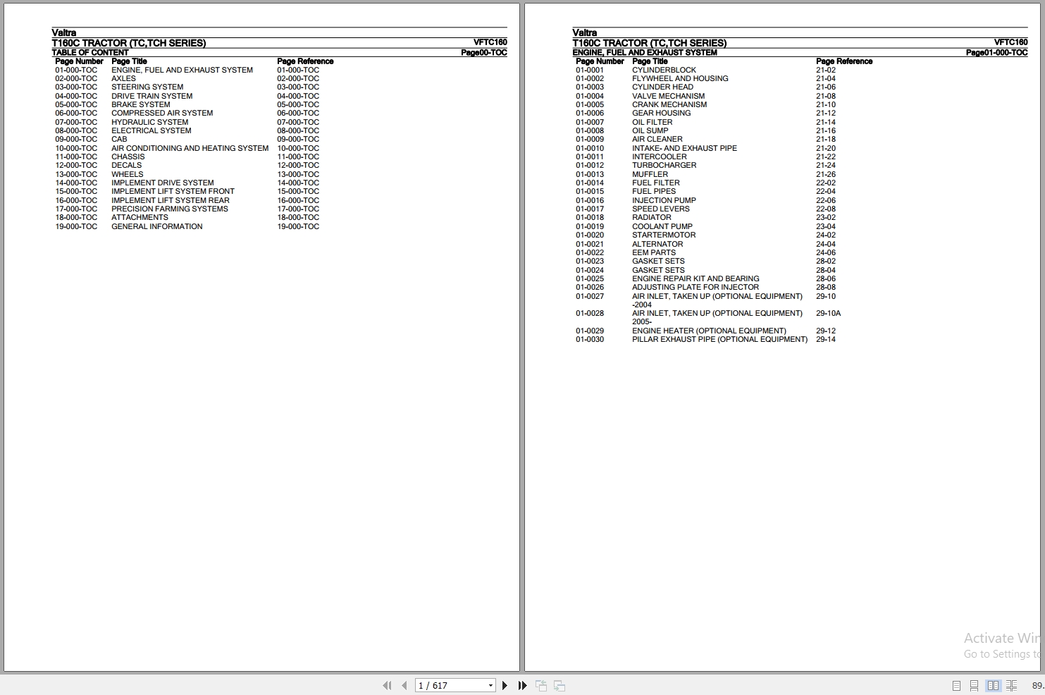 Valtra TC TCH Series T160C Tractor Parts Manual VFTC160 PDF