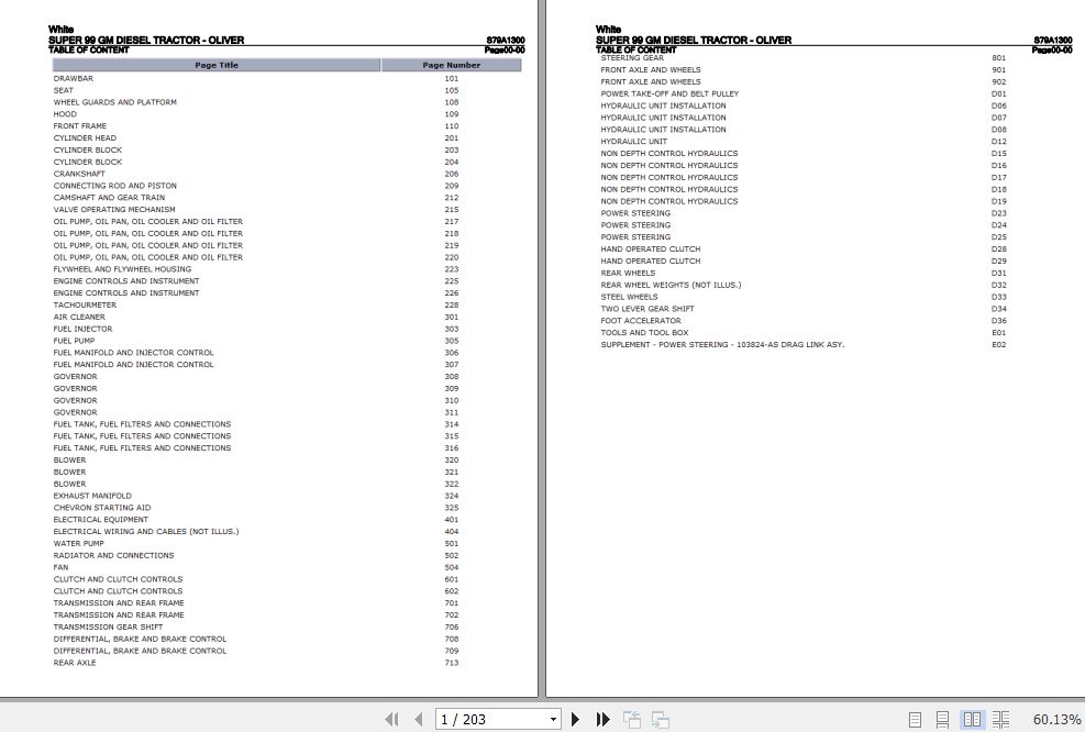 White SUPER 99 GM Diesel Tractor Parts Manual S79A1300 PDF