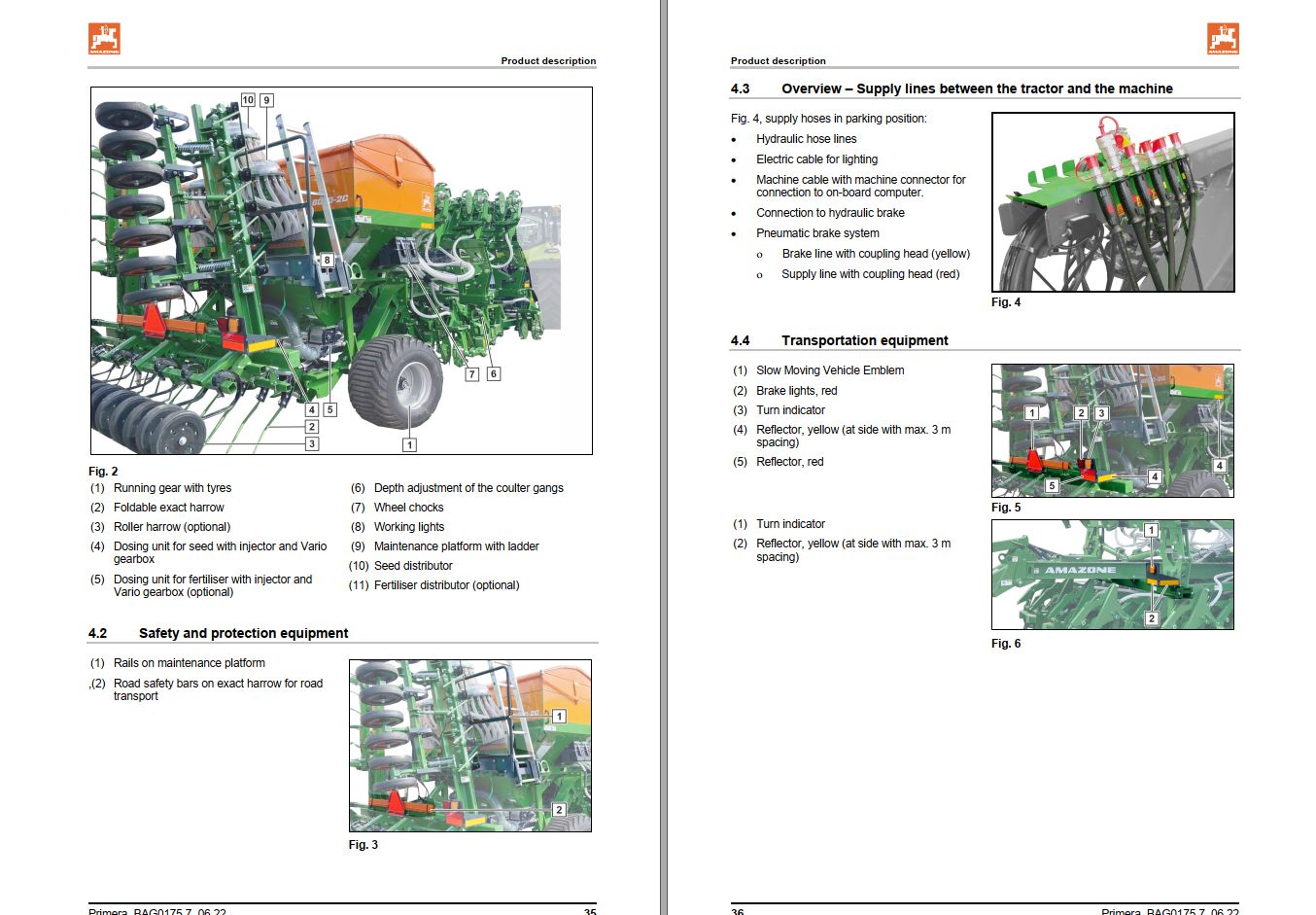 Amazone DMC6000-2 DMC6000-2C Seed Drill Operating Manual MG7540 PDF