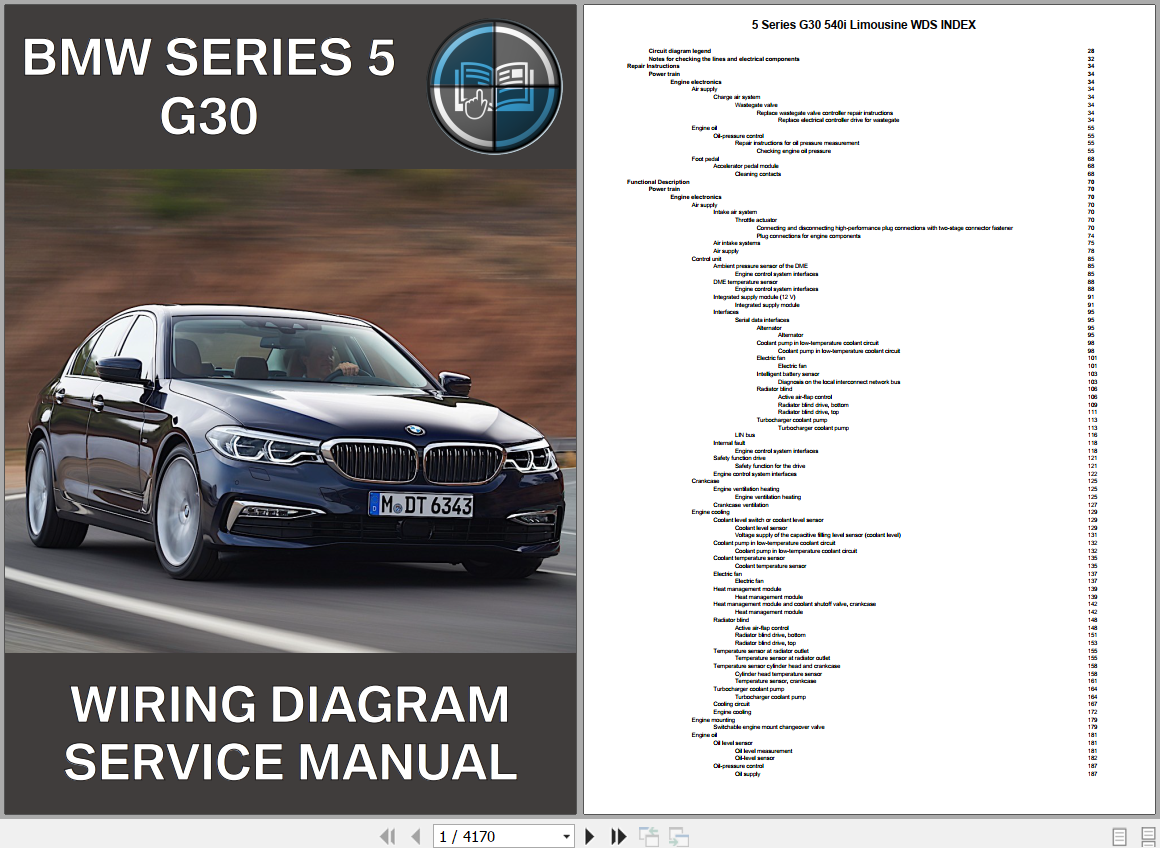 BMW 5 Series G30 540i Limousine Diagrams And Service Manual PDF