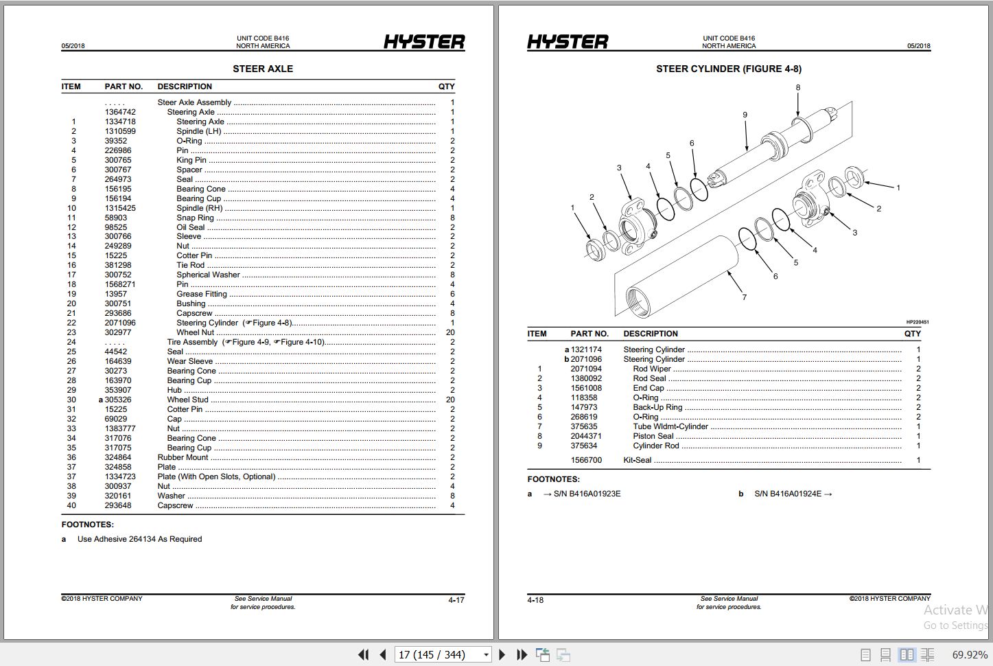 Hyster J40-65Z B416 Forklift Parts Catalog 1616861 2018 PDF