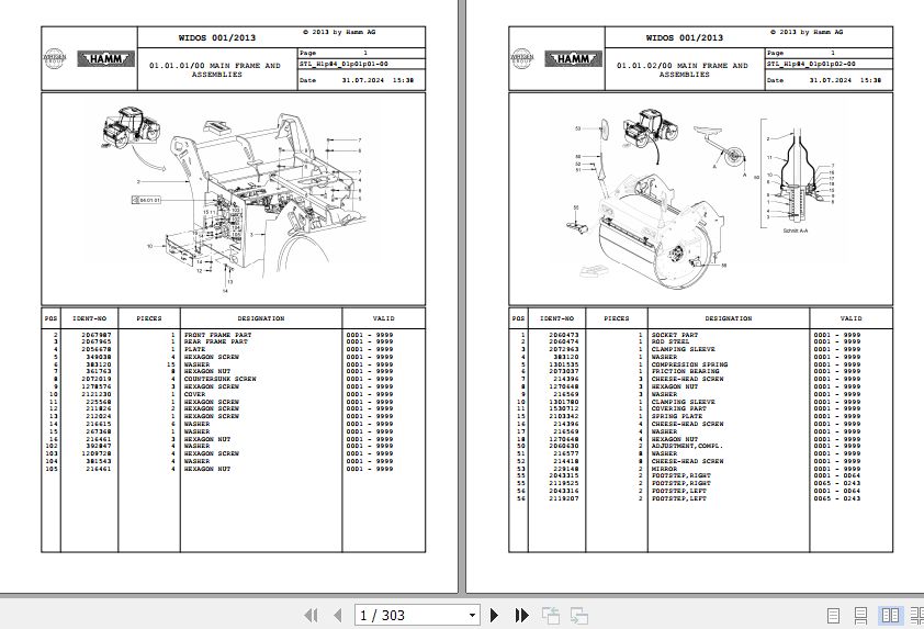 Wirtgen Hamm HD+ 120 - 140 H1.84 2077252 Roller Parts Catalog PDF